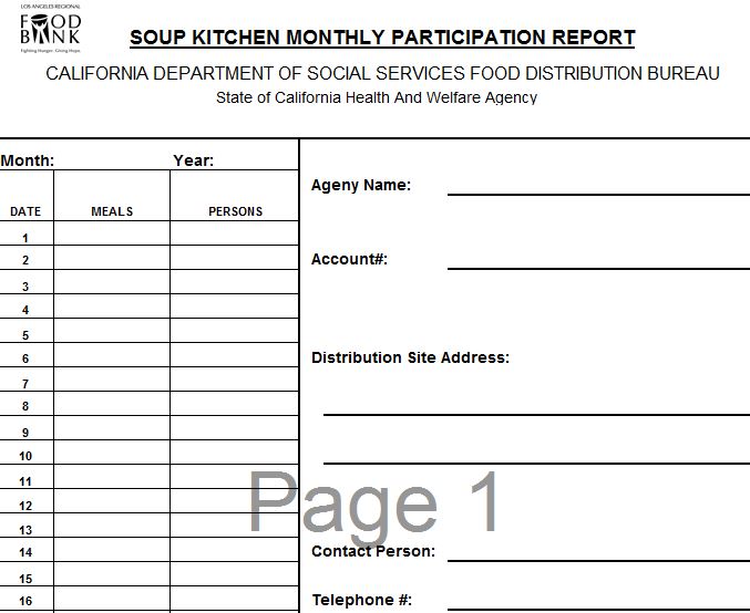 TEFAP Forms/Reports | LA Regional Food Bank