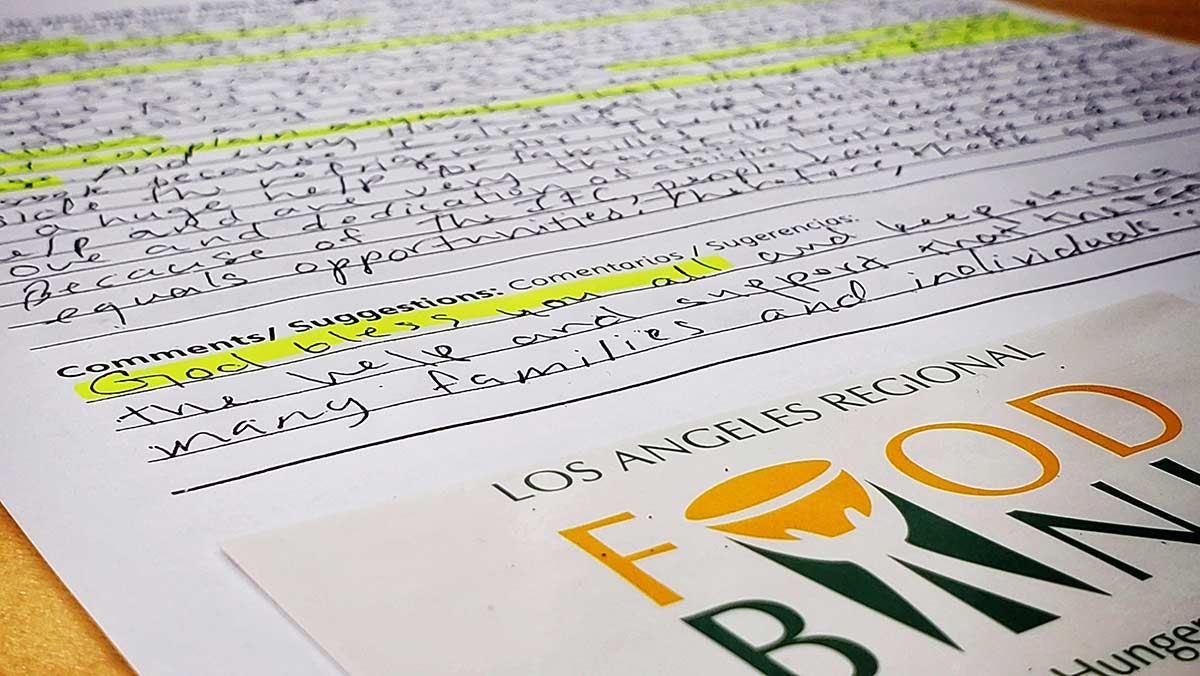 Handwritten Notes Describe the Impact of Hunger Relief